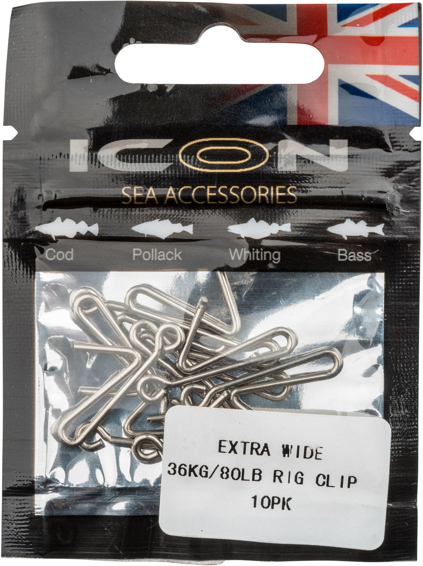 ICON Extra Wide Rig Clip 36kg/80lb 10pk - Angling Centre West Bay